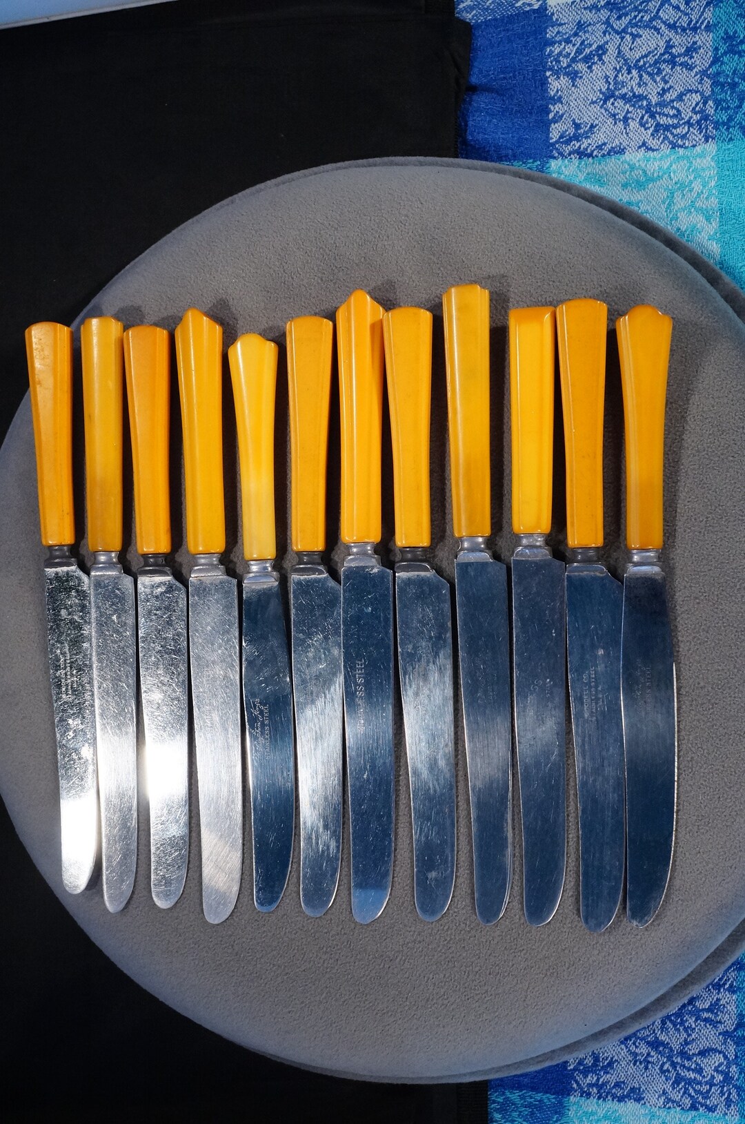 Vintage Bakelite Stainless Steele Flat Ware Set Bakelite Handles 12 ...