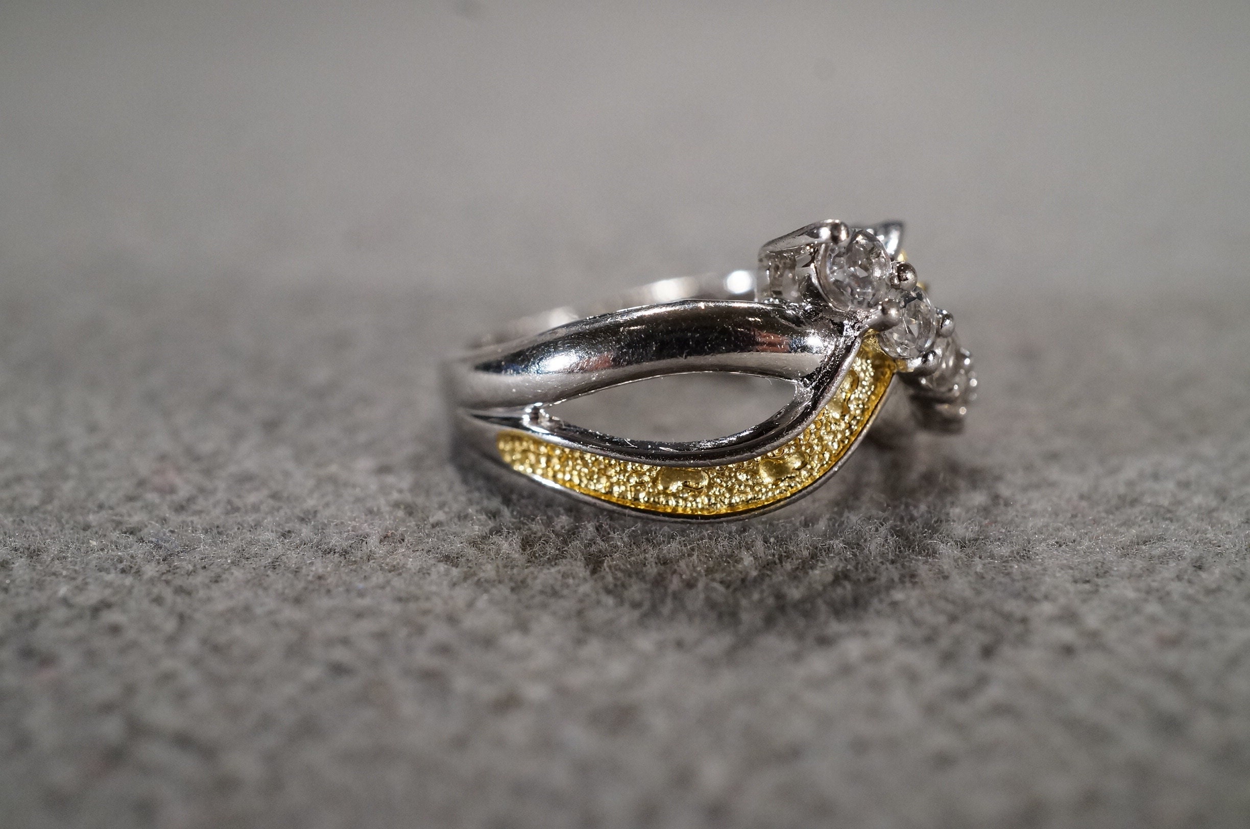 Vintage Sterling Silver Yellow Gold Overlay Band Ring 5 Round | Etsy