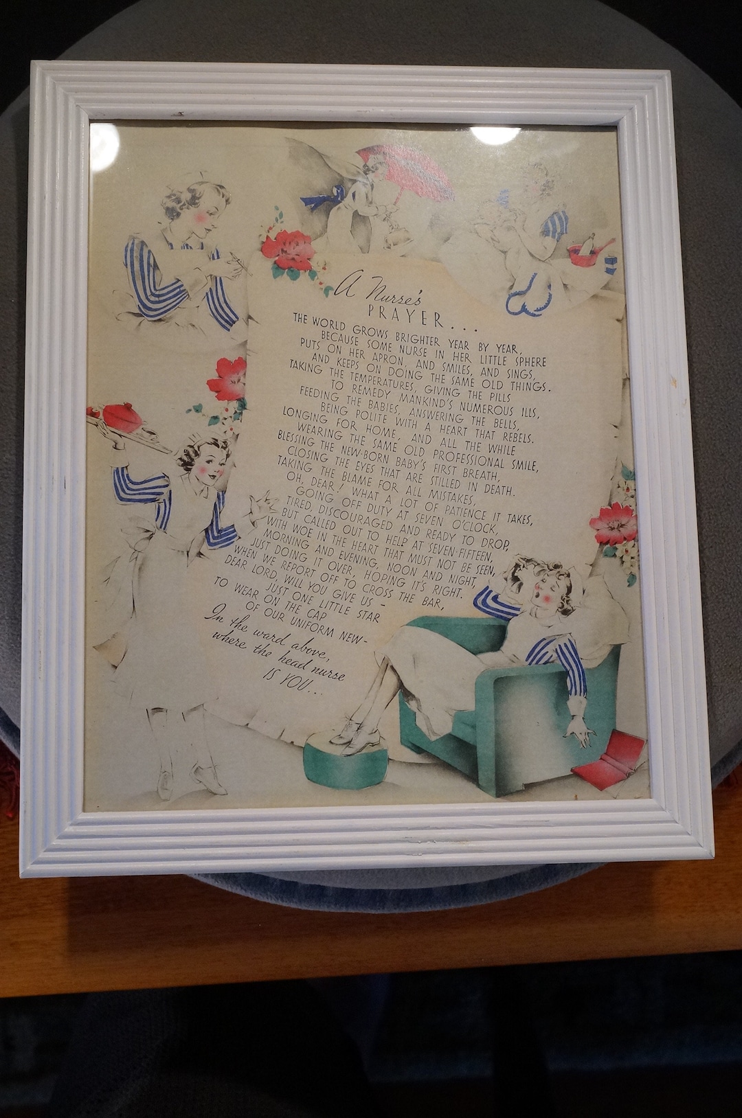 Antique Vintage Rectangle Poem Verse Framed Print Titled A Nurses ...