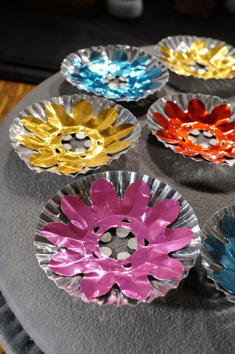 Antique Vintage Christmas Multi Colored Foil Candle Holders Set 11 ...