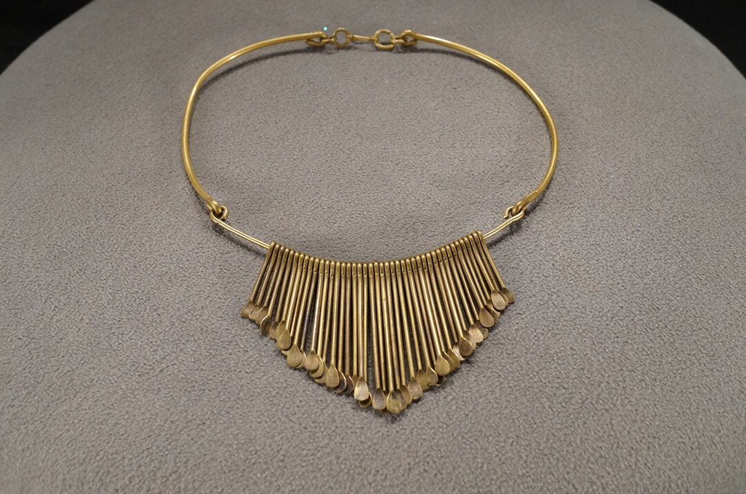 Vintage Choker Necklace Brass Multi Oblong Dangle Setting Artist ...