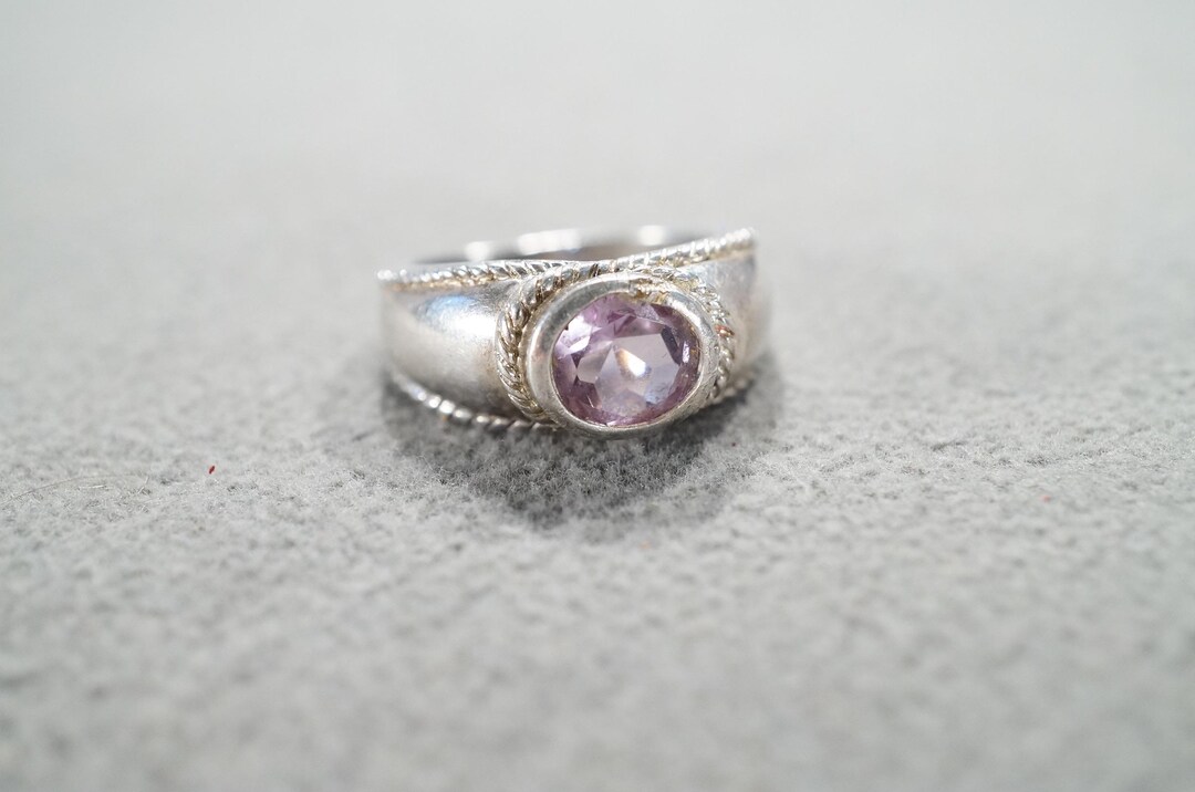 Vintage Wedding Band Stacker Design Ring Sterling Silver Oval Bezel Set ...