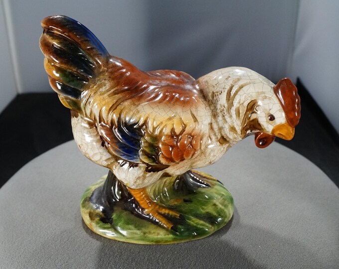 Antique Vintage Porcelain Pottery Multi Colored Blue Sky Chicken Hen ...