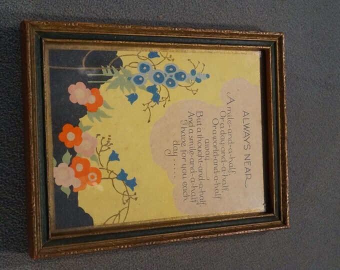 Antique Vintage Rectangle Poem Verse Framed Print Titled Always Near ...