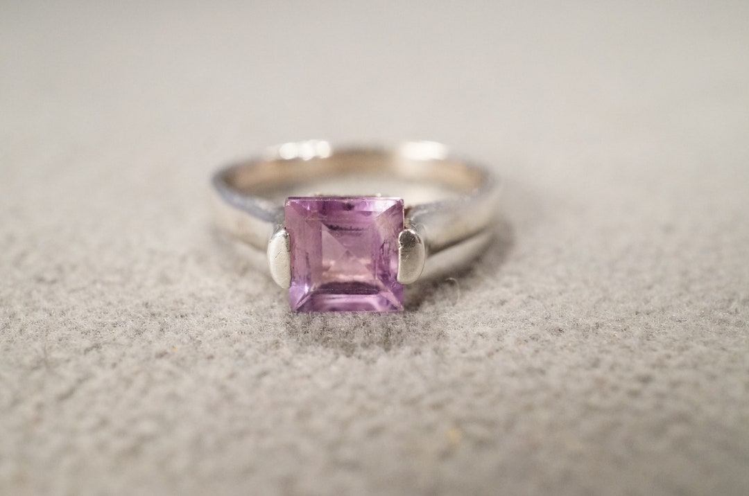 Vintage Wedding Band Stacker Design Ring Sterling Silver Square Bezel ...