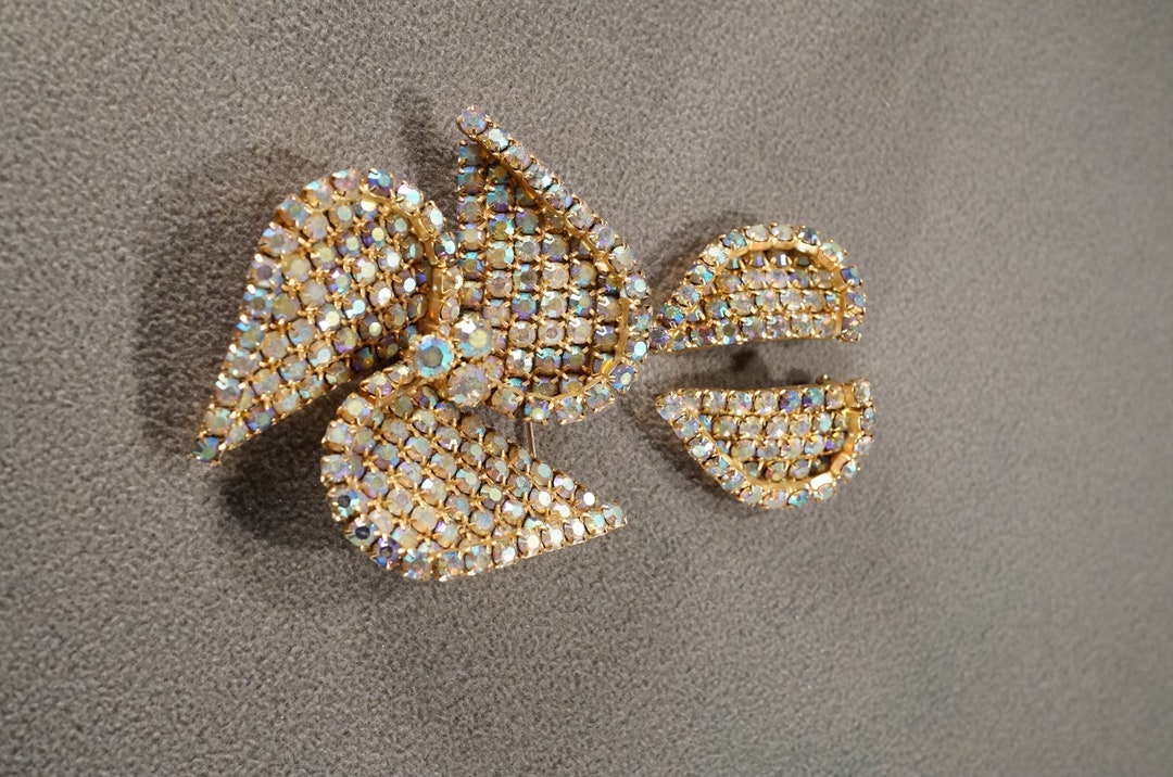 Vintage amarillo oro tono redondo Aurora Borealis vidrio - Etsy España