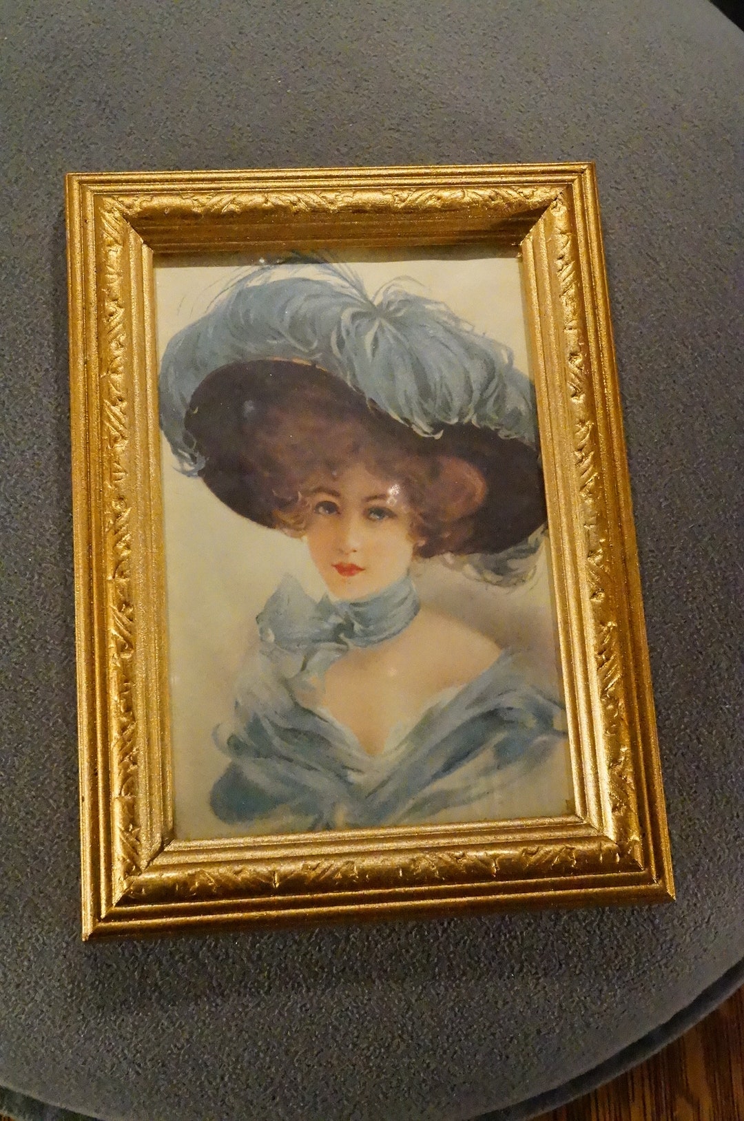 Antique Vintage Framed Lithograph Print Wood Gold Rectangle Multi ...