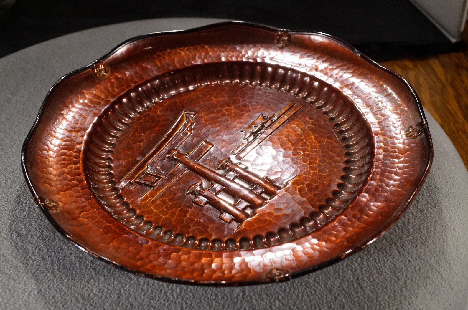 Antique Vintage Copper Plate Dish Pounded Scalloped Edge Asian - Etsy