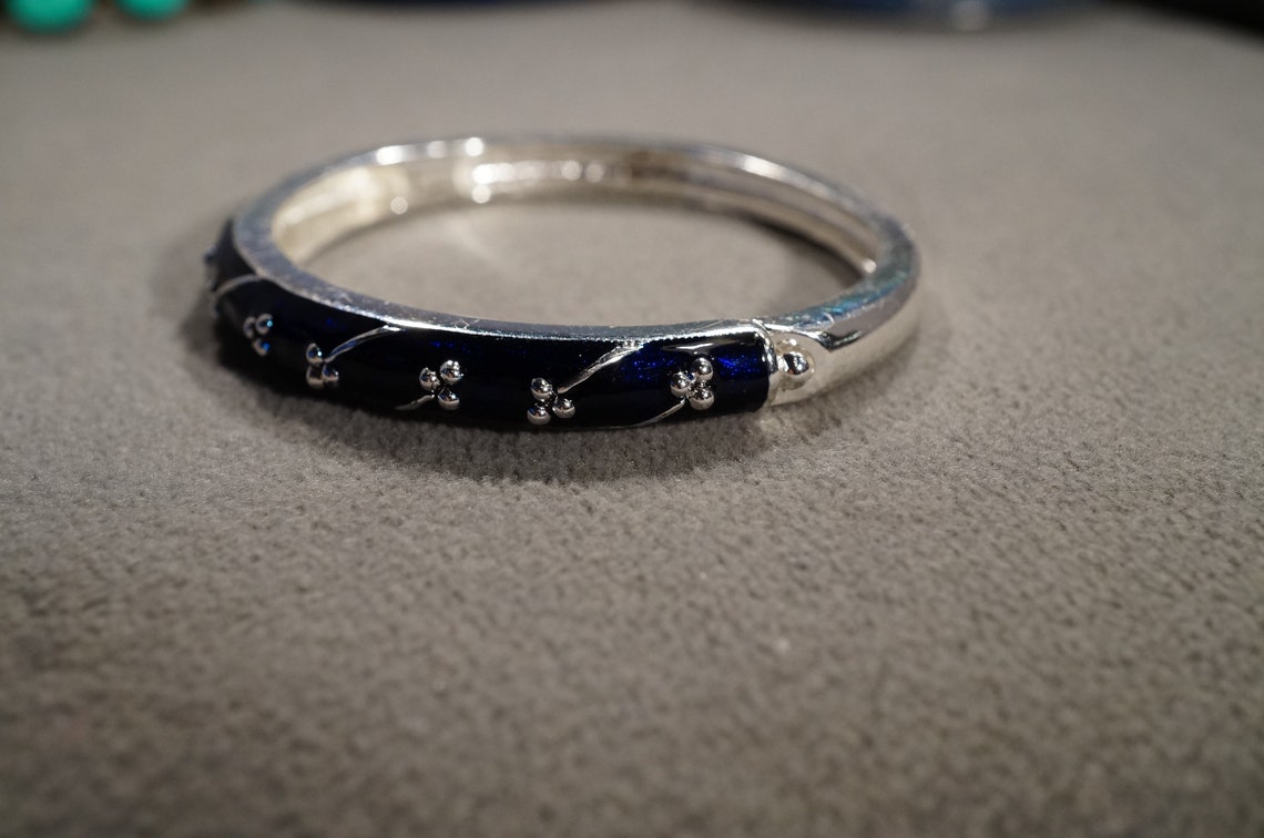 Vintage Silver Tone Bangle Bracelet Fancy Raised Relief Design - Etsy