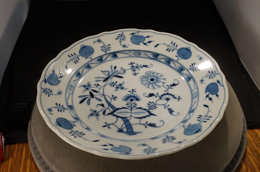 Antique Vintage Saxe England Blue Onion Larger Dinner Plate Round ...