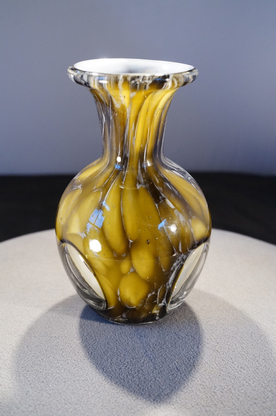 Antique Vintage Art Glass Vase Artist Rendered Hand Blown Swirled ...