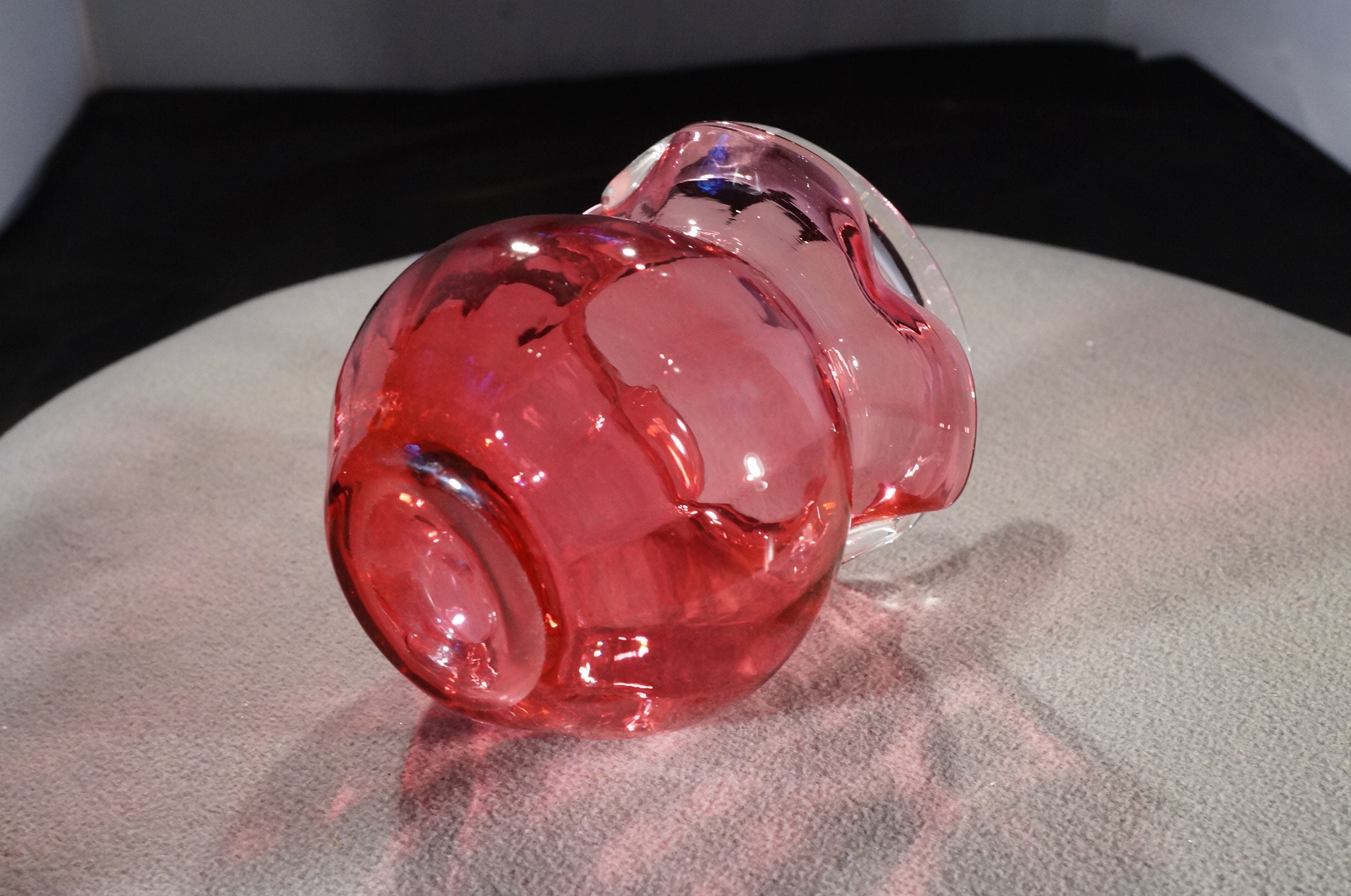 Vintage Pilgrim Glass Set 3 Cranberry Art Glass Vase Basket | Etsy