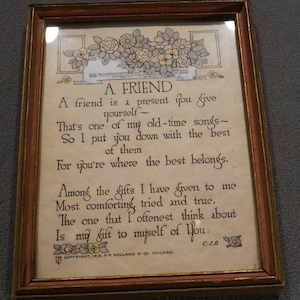 Antique Vintage Rectangle Poem Verse Framed Copyright 1913 Volland ...