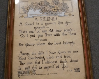 Antique Vintage Rectangle Poem Verse Framed Print Stamped A Buzza Motto ...