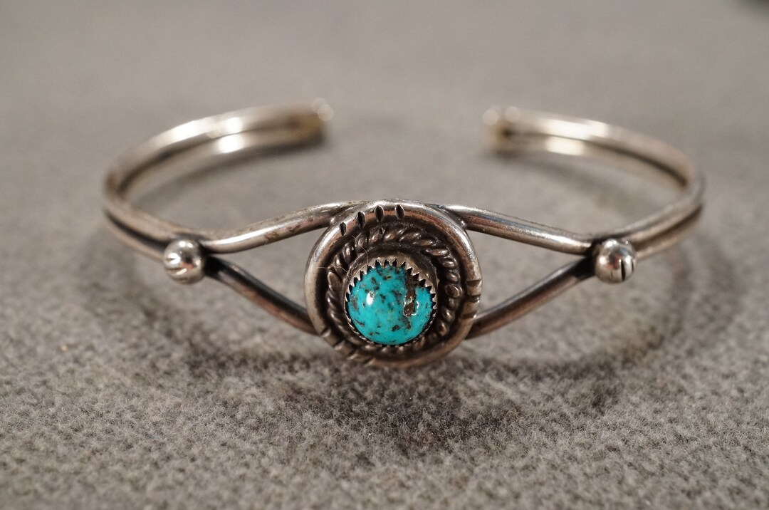 Antique Vintage Cuff Bangle Design Bracelet Sterling Silver Round Prong ...