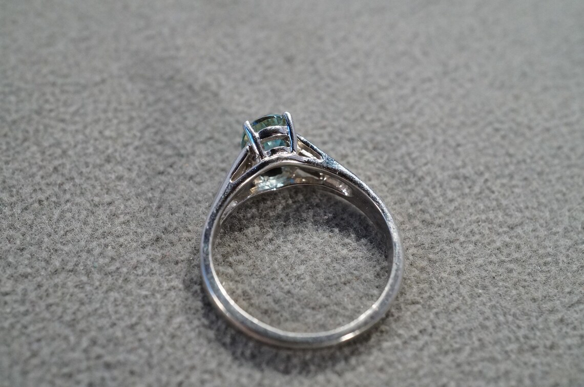 Vintage Wedding Band Stacker Design Ring Sterling Silver Oval Prong Set ...