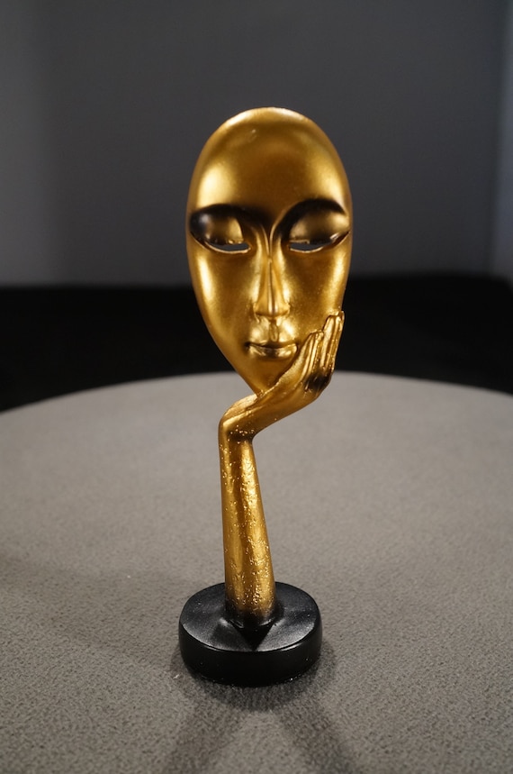 Vintage Sculpture Figurine Face Hand Design Bronze Yellow Gold - Etsy