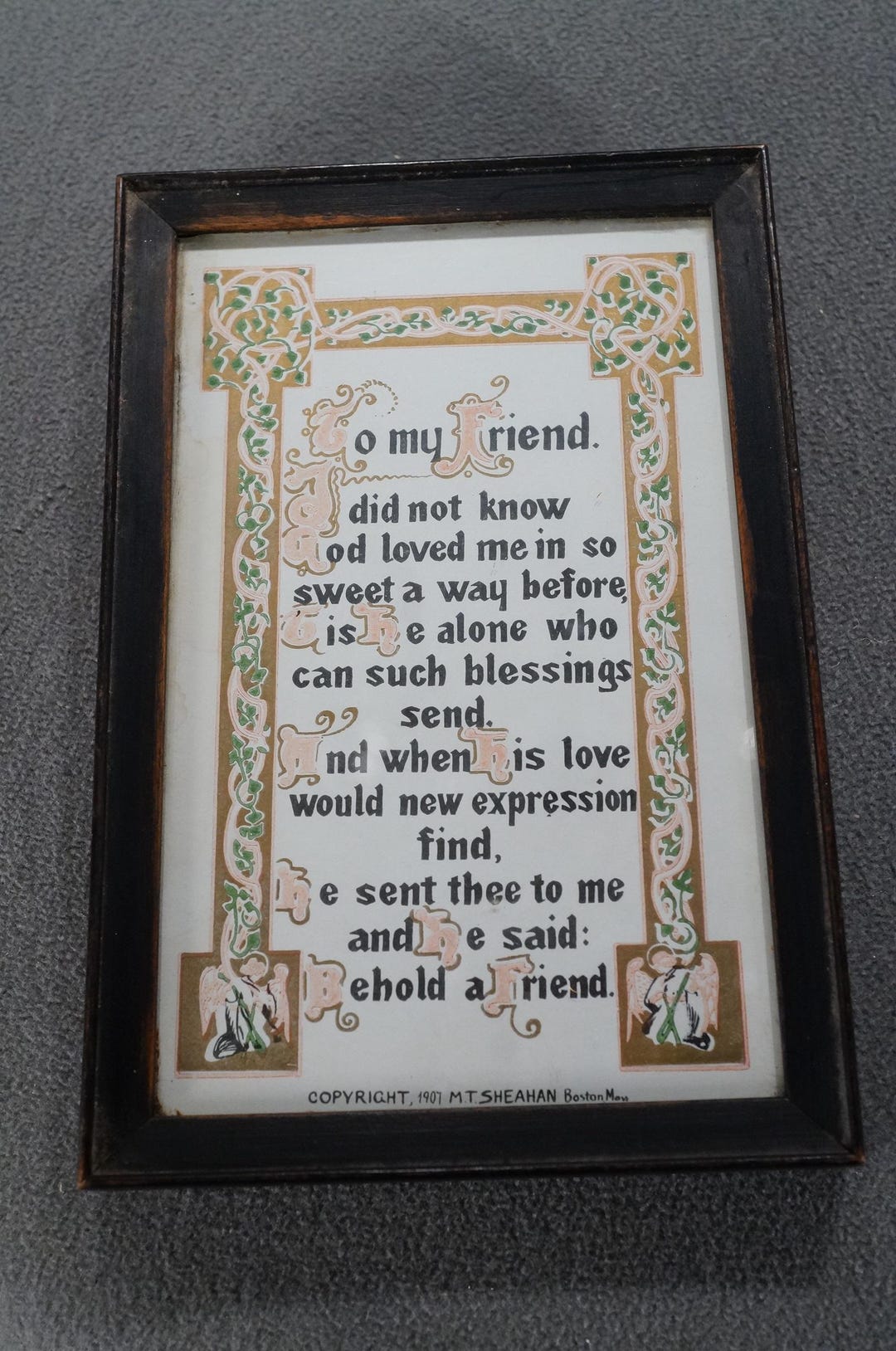Antique Vintage Rectangle Poem Verse Framed Copyright 1907 Sheahan ...