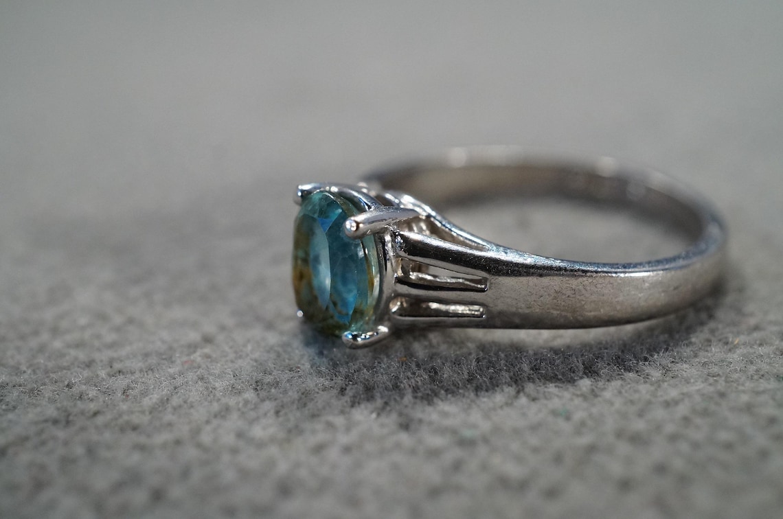 Vintage Wedding Band Stacker Design Ring Sterling Silver Oval Prong Set ...