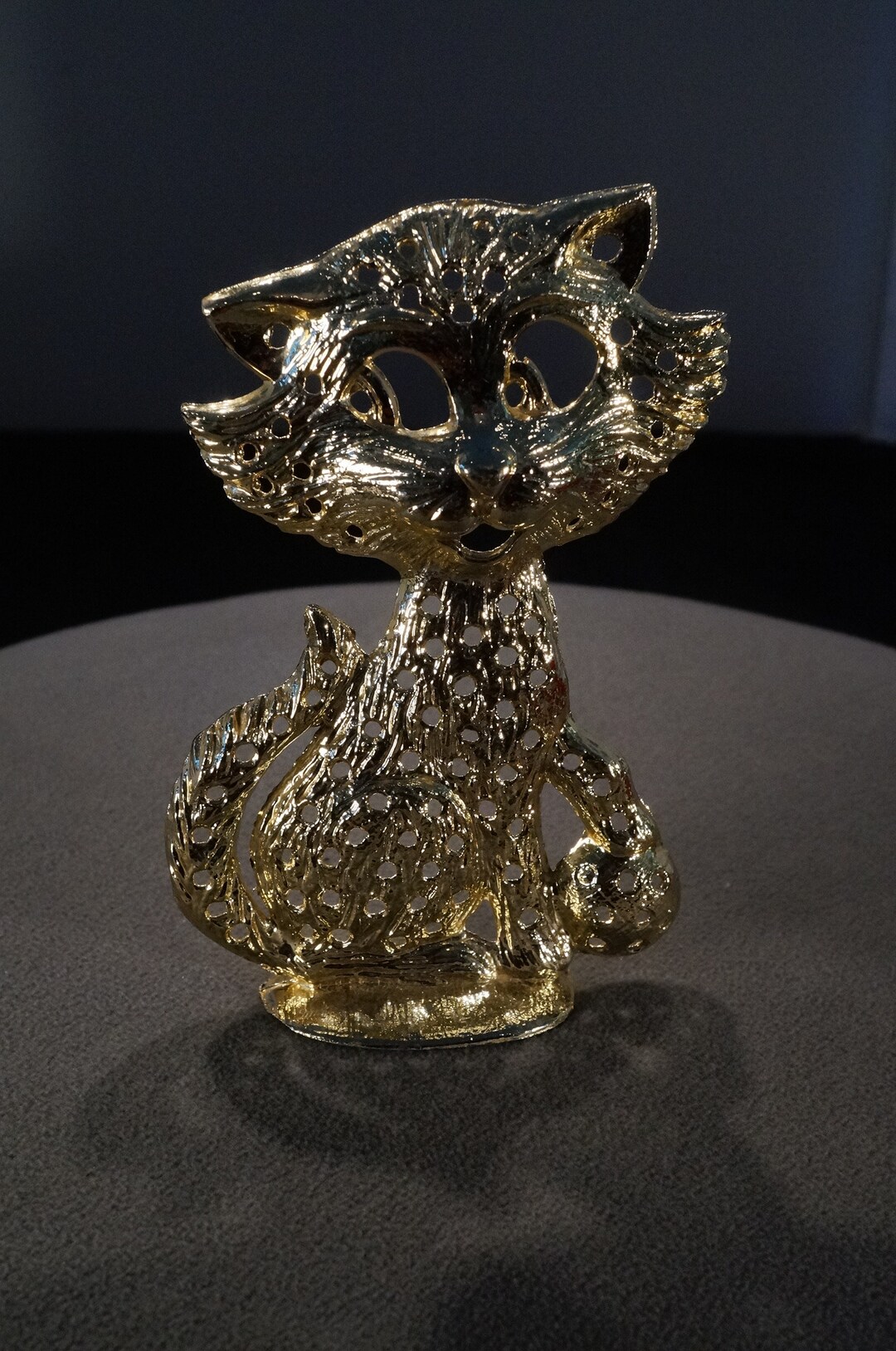 Vintage Yellow Gold Tone Cat Design Jewelry Ring Earring Necklace ...