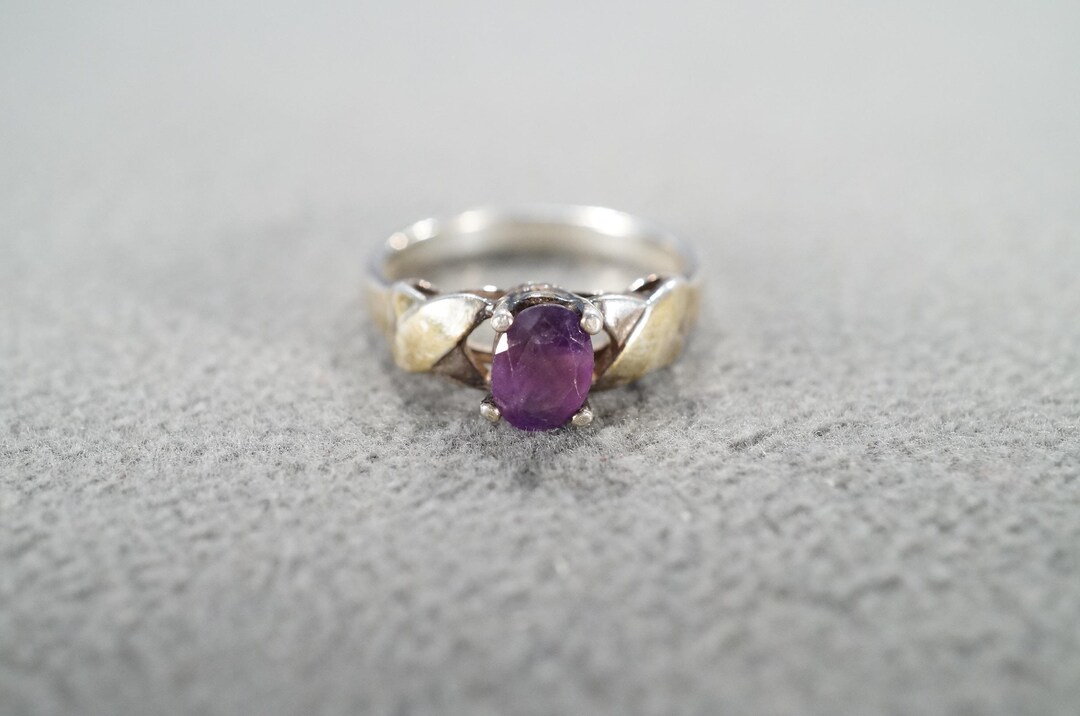 Vintage Wedding Band Stacker Design Ring Sterling Silver Oval Prong Set ...