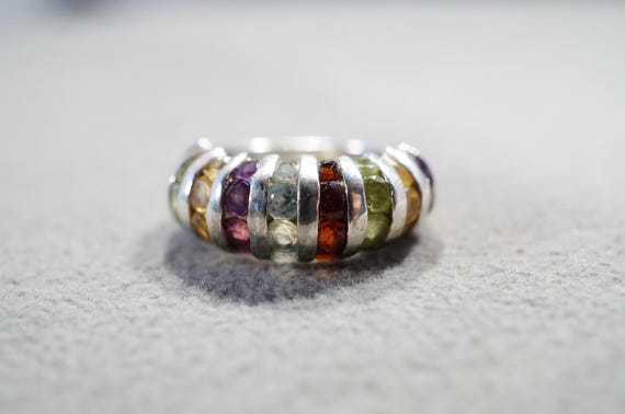 Vintage Wedding Band Stacker Design Ring Sterling Sil… - Gem