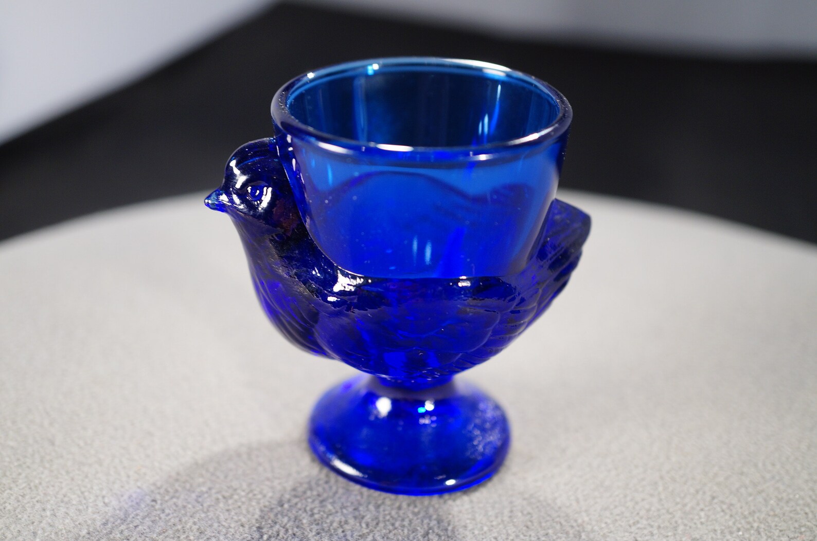 Vintage Cobalt Blue Depression Glass Salt Holder Container Center Piece ...