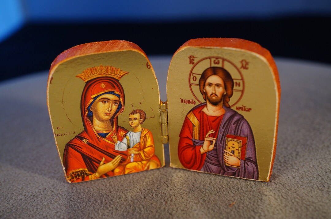 Vintage Greek Italian Florentine Gold Gilt Gesso Wooden Icon Religious ...