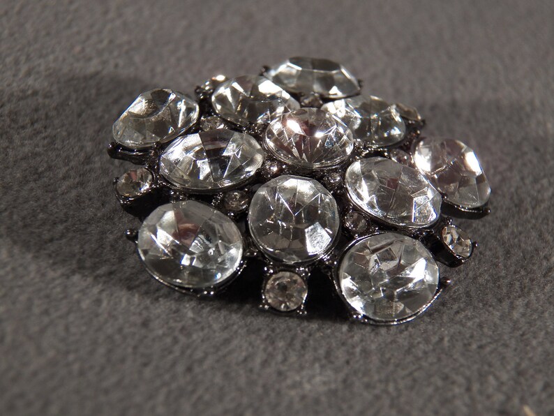 Vintage Silver Tone Round Oval Rhinestone Round Shaped Domed - Etsy