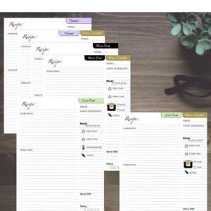 Color Coded Cook Book / Recipe Book / Journal / Recipe Pages / Meal ...