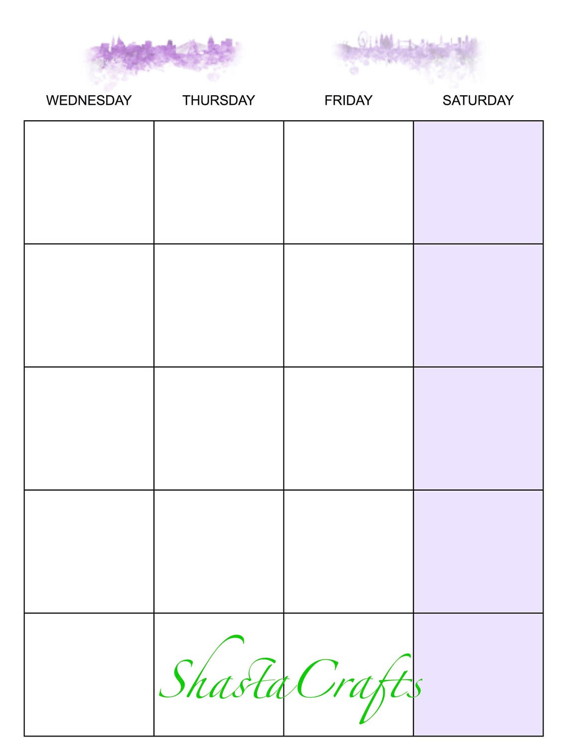 Purple Undated Monthly Layout / Month Notes / Calendar Template With ...