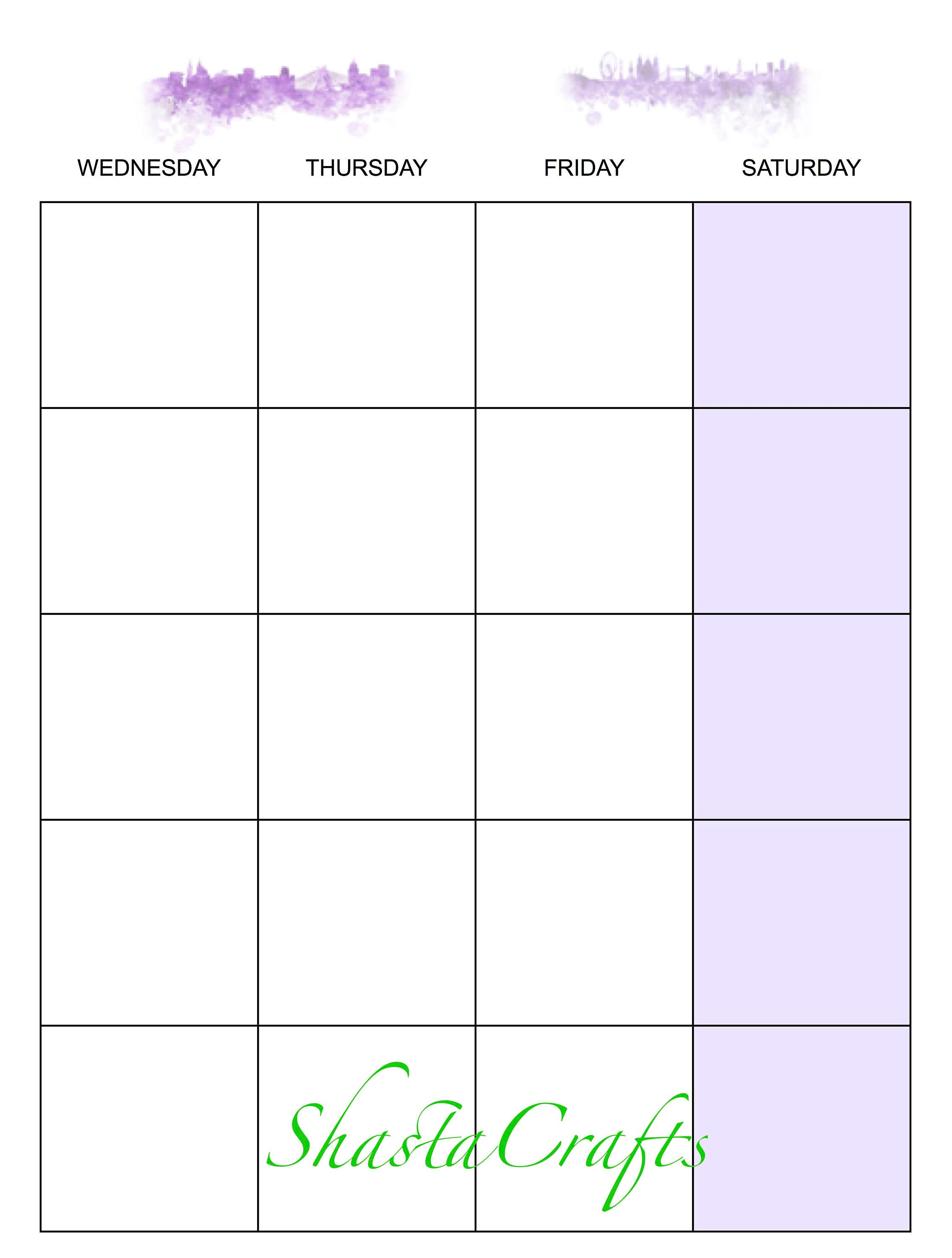 Purple Undated Monthly Layout / Month Notes / Calendar Template With ...