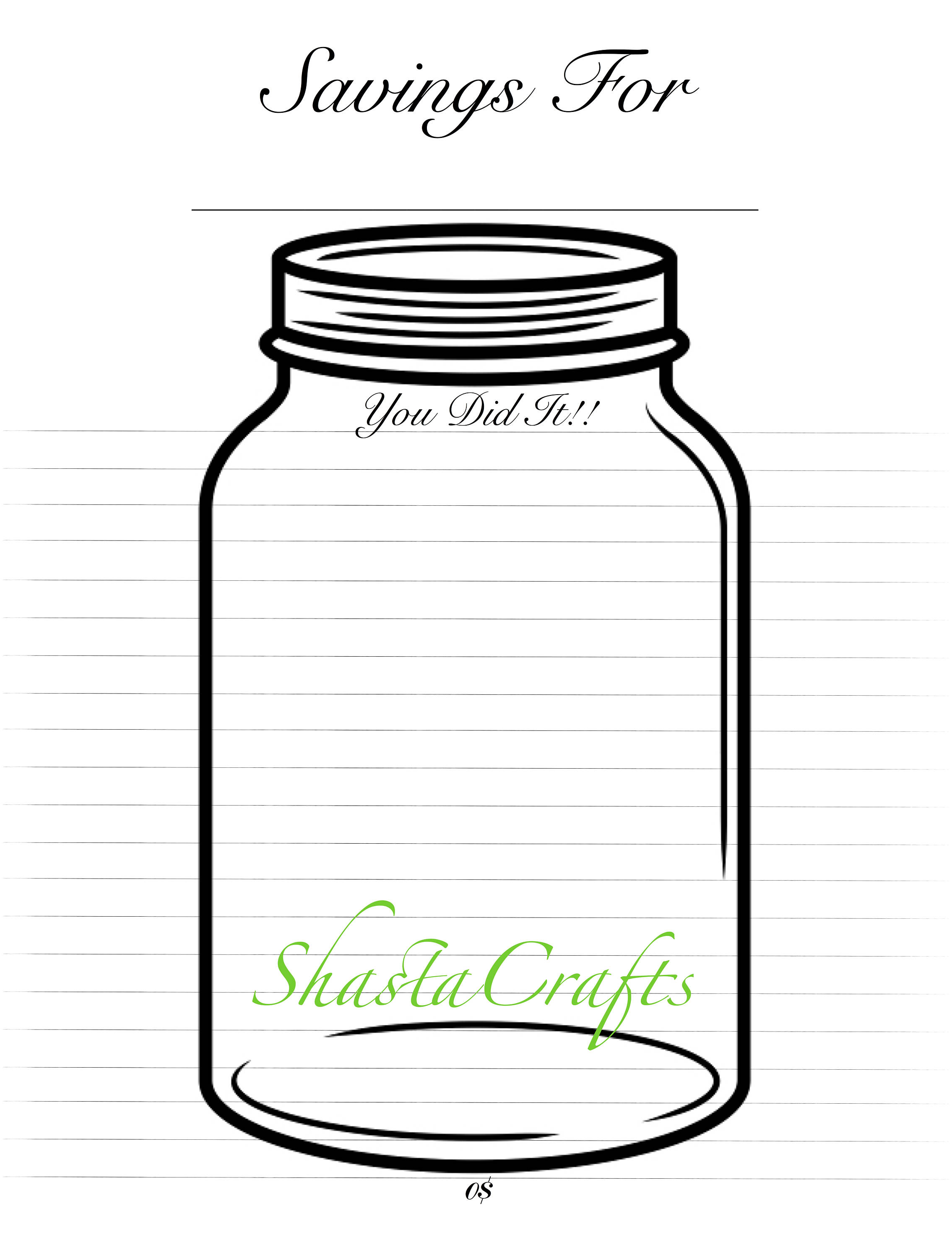 Savings Chart / Tracker Refill / Mason Jar / Insert Including Account ...