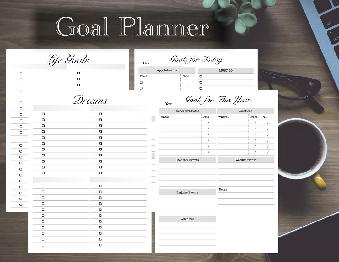 Goal Tracker Printable Inserts: Classic Planner Refills (PDF Download ...