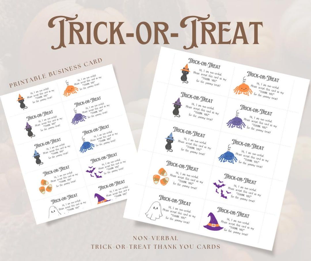 Thank You Cards for Halloween Trick or Treating - Autism Syngap1 Non ...