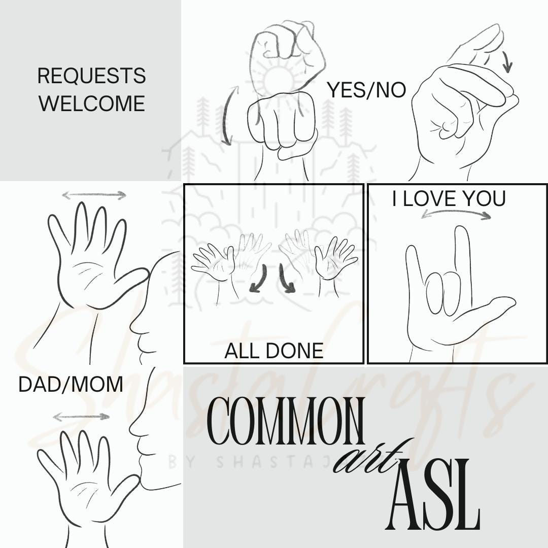 ASL Common Words PNG | Deaf Education Resource (digital Download) - Etsy