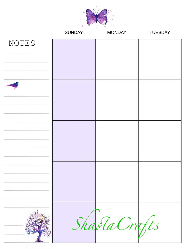 Purple Undated Monthly Layout / Month Notes / Calendar Template With ...