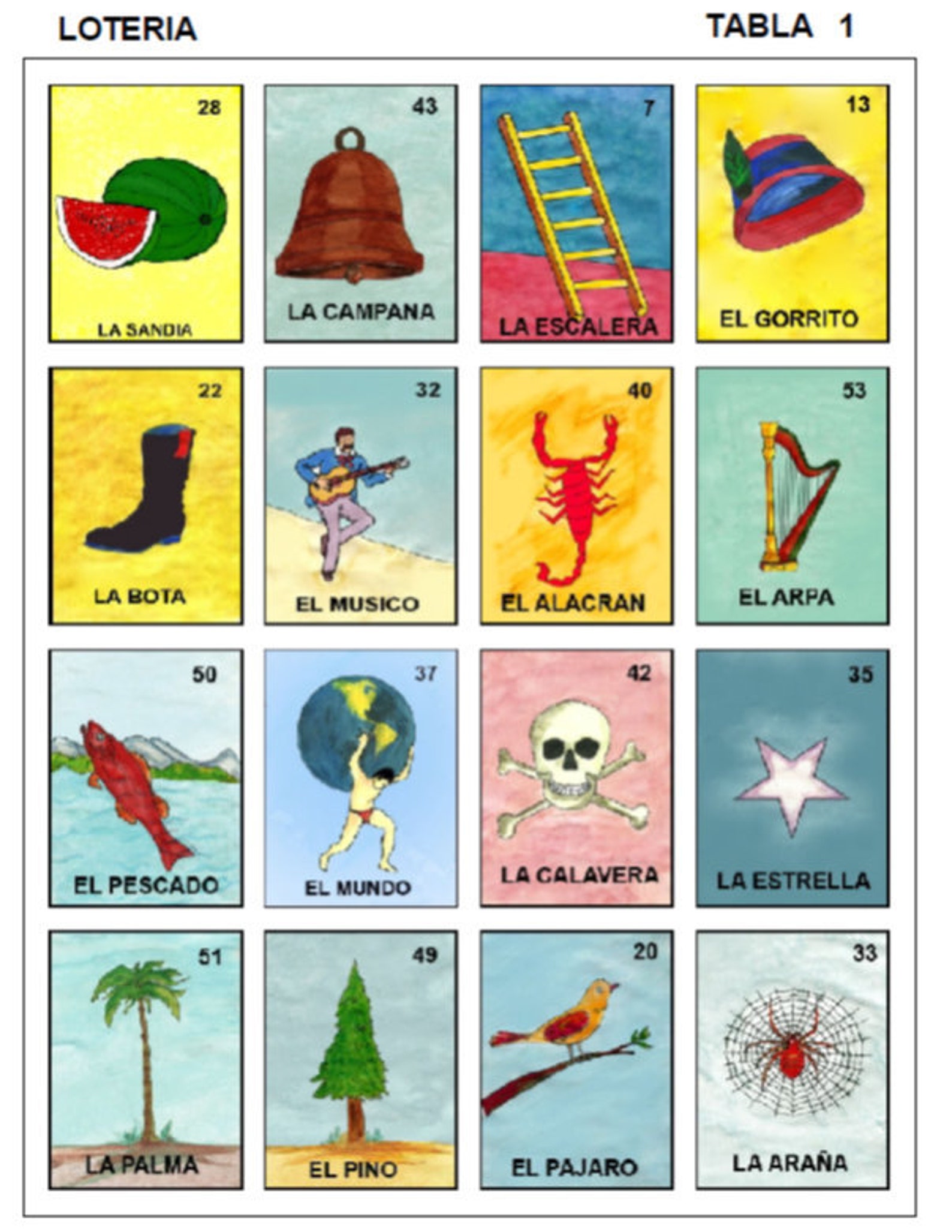 Loteria/ Bingo Cards and 1 Deck DIGITAL FILE | Etsy