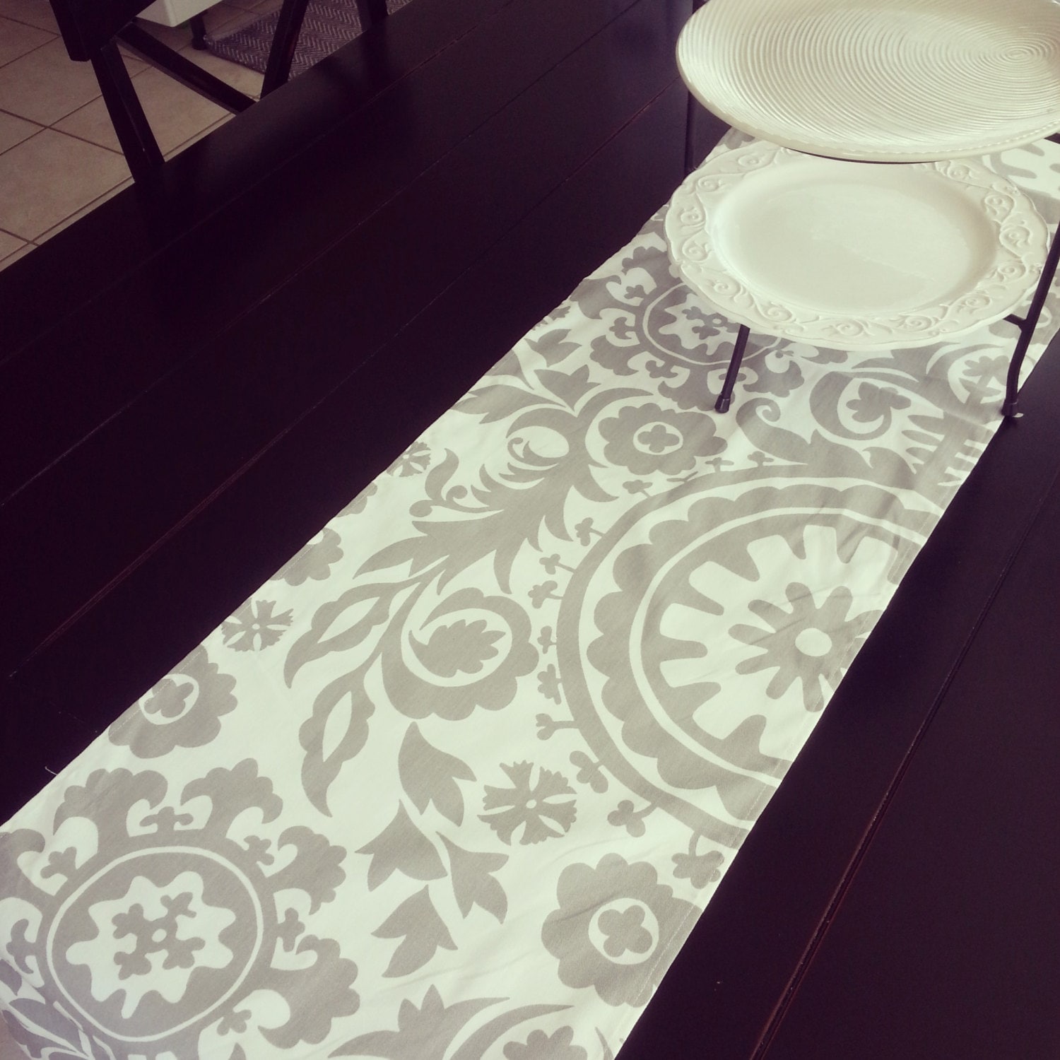 Table Runner-gray Suzani Twill Premier Prints- Weddings, Showers, Home ...
