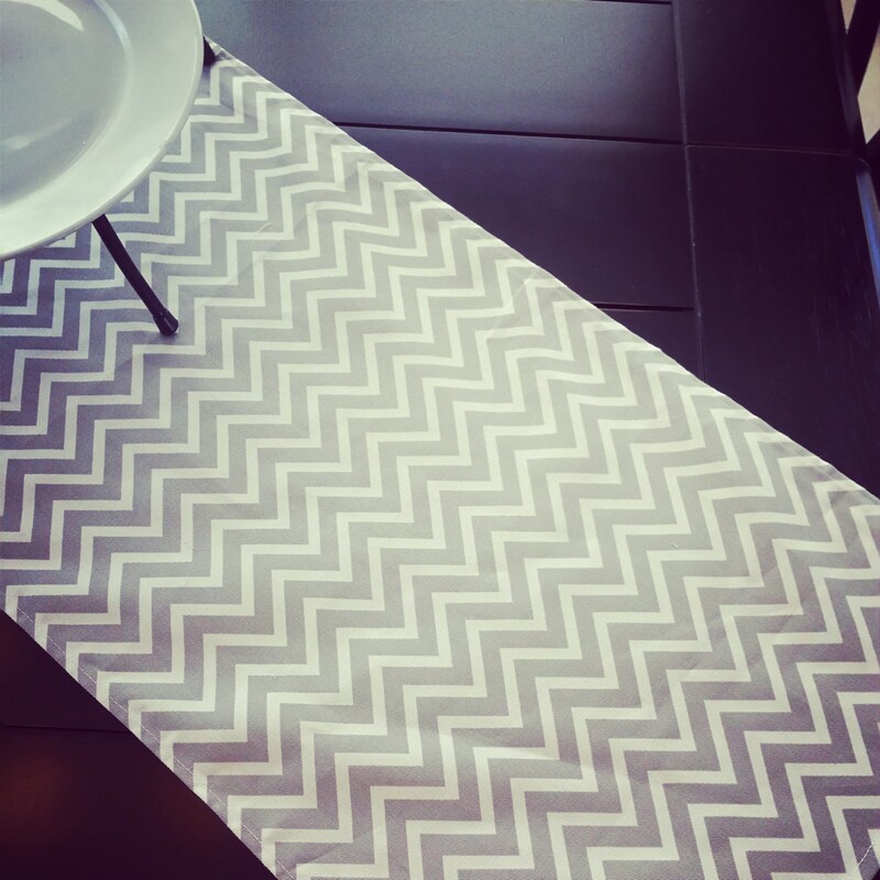 Gray Chevron Table Runner - Etsy
