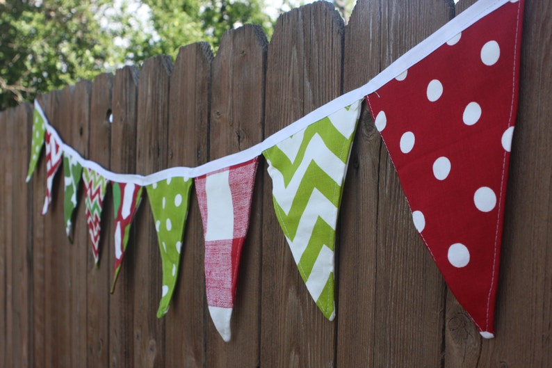 SALE Double Sided Christmas Fabric Bunting Banner | Etsy