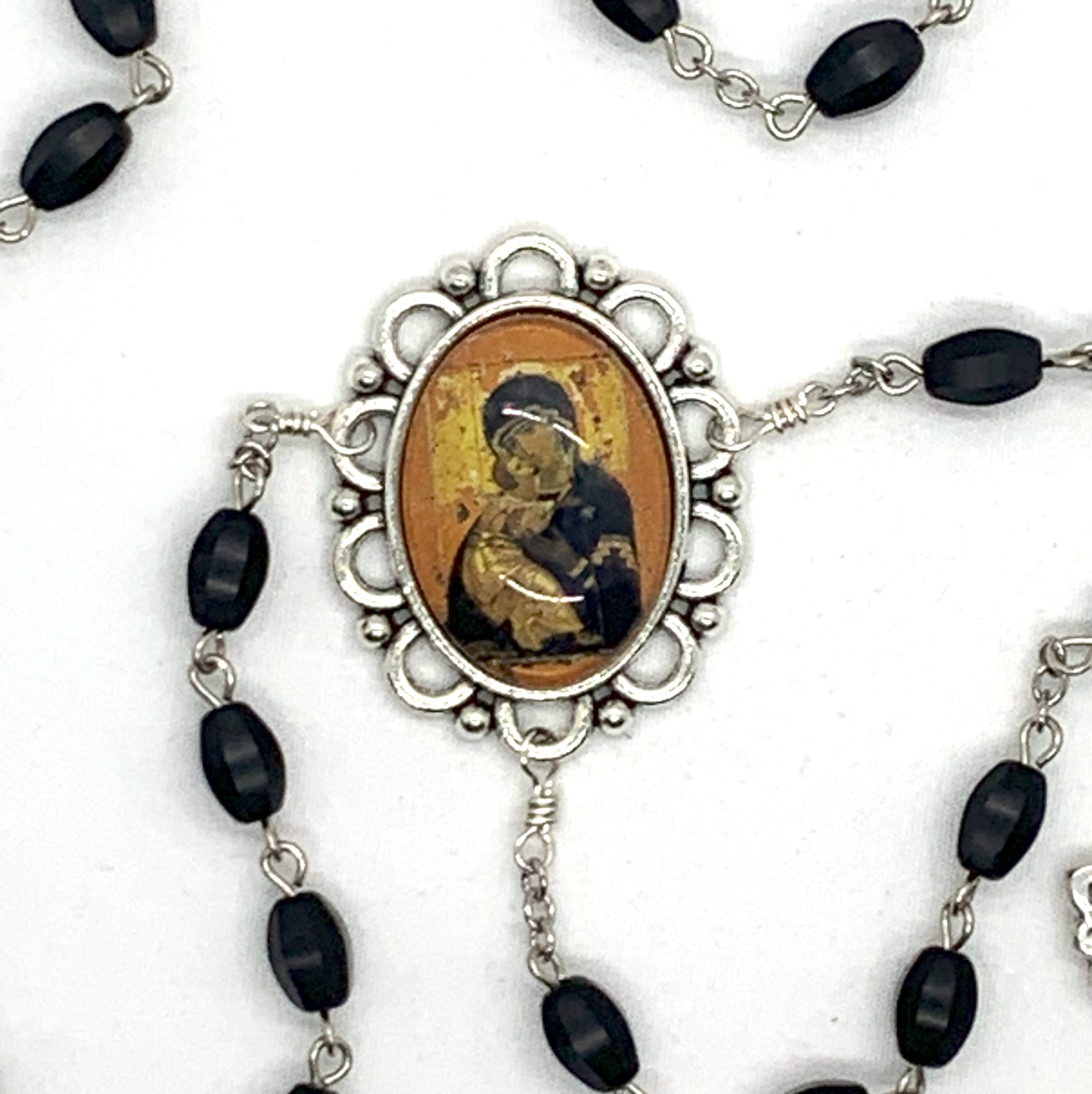 Our Lady Vladimir Icon Catholic Rosary Black Mary Russia - Etsy