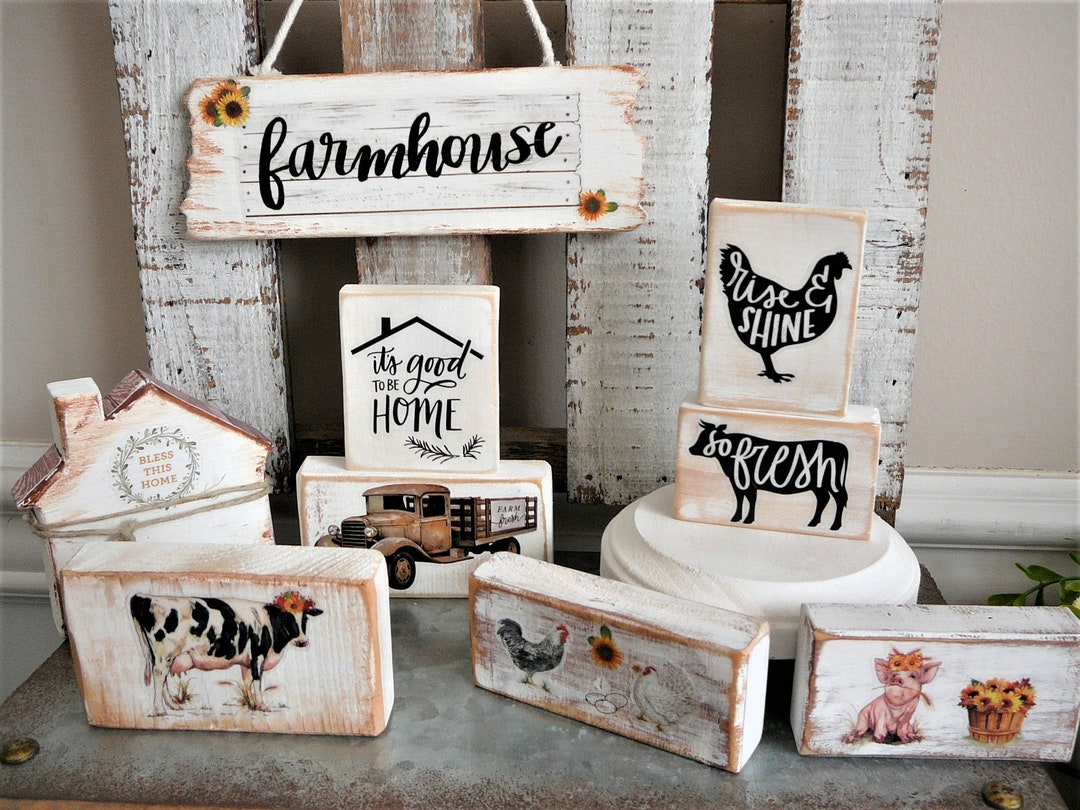 Farmhouse Wood Decor , Shelf Sitter, Wreath Addition, Bowl Filler ...