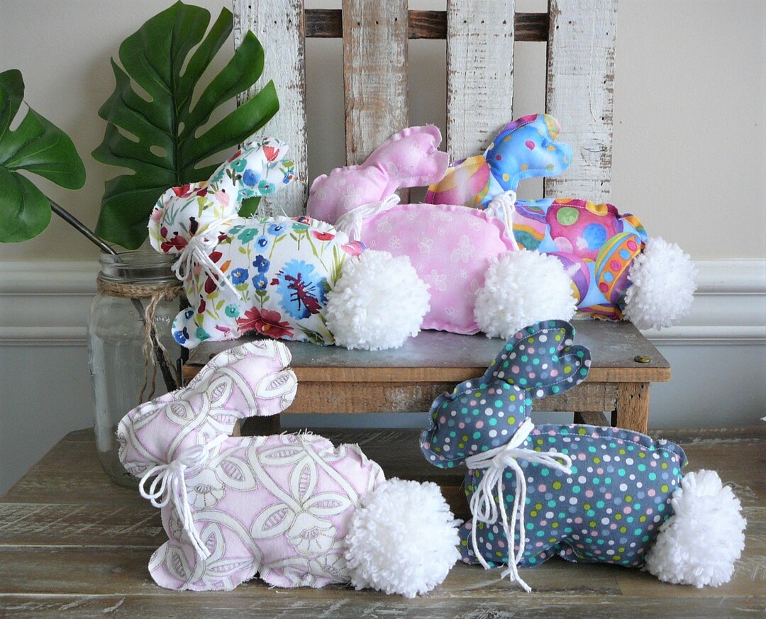 Fabric Bunnies , Easter Bunnies, Rustic Bunnies, Tiered Tray Decor ...