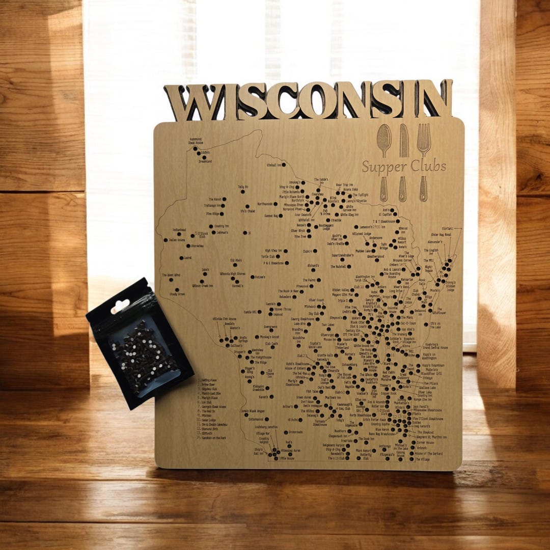 Wisconsin Supper Clubs Bucket List Map - Etsy