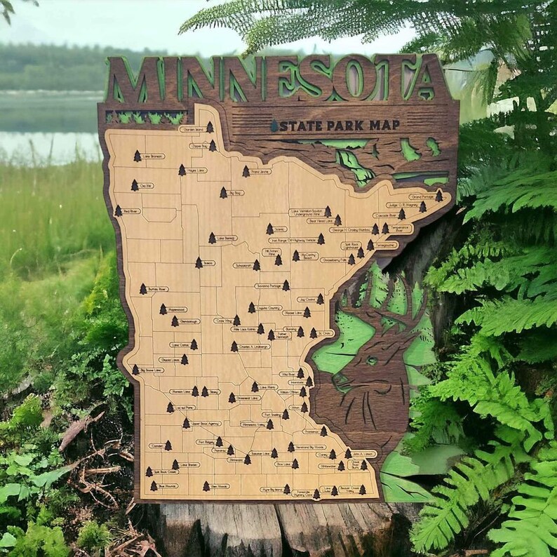 Minnesota State Parks Travel Map Customizable Handmade - Etsy