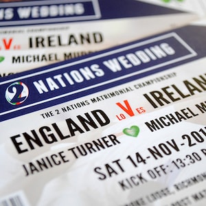 Two Nations Rugby Ticket Wedding Invitations | Rugby Sport Wedding ...