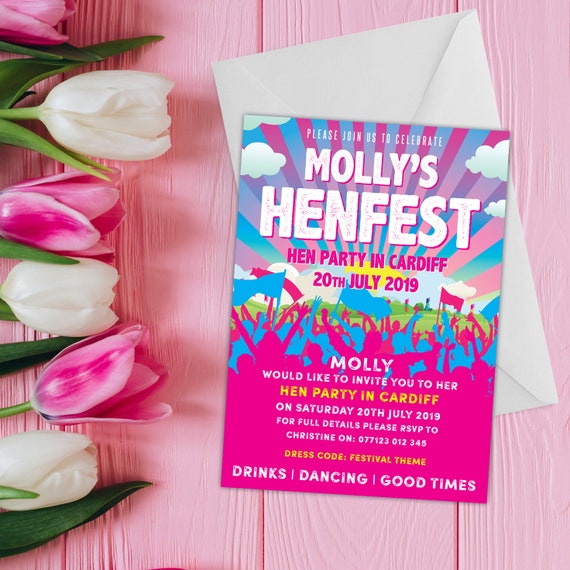 HEN FEST ® Festival Hen Party Invitations HENFEST - Etsy Ireland