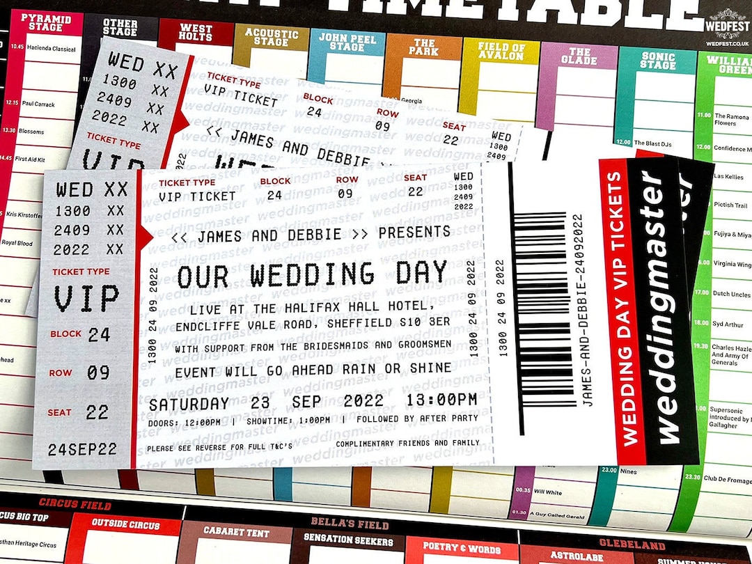 Ticketmaster Gig Concert Ticket Wedding Invites sample Pack Festival ...