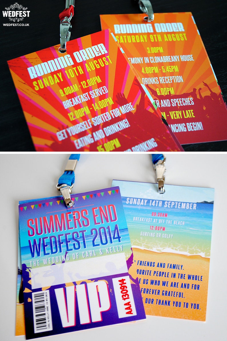 Festival Wedding VIP Programme Neck Lanyards samples - Etsy